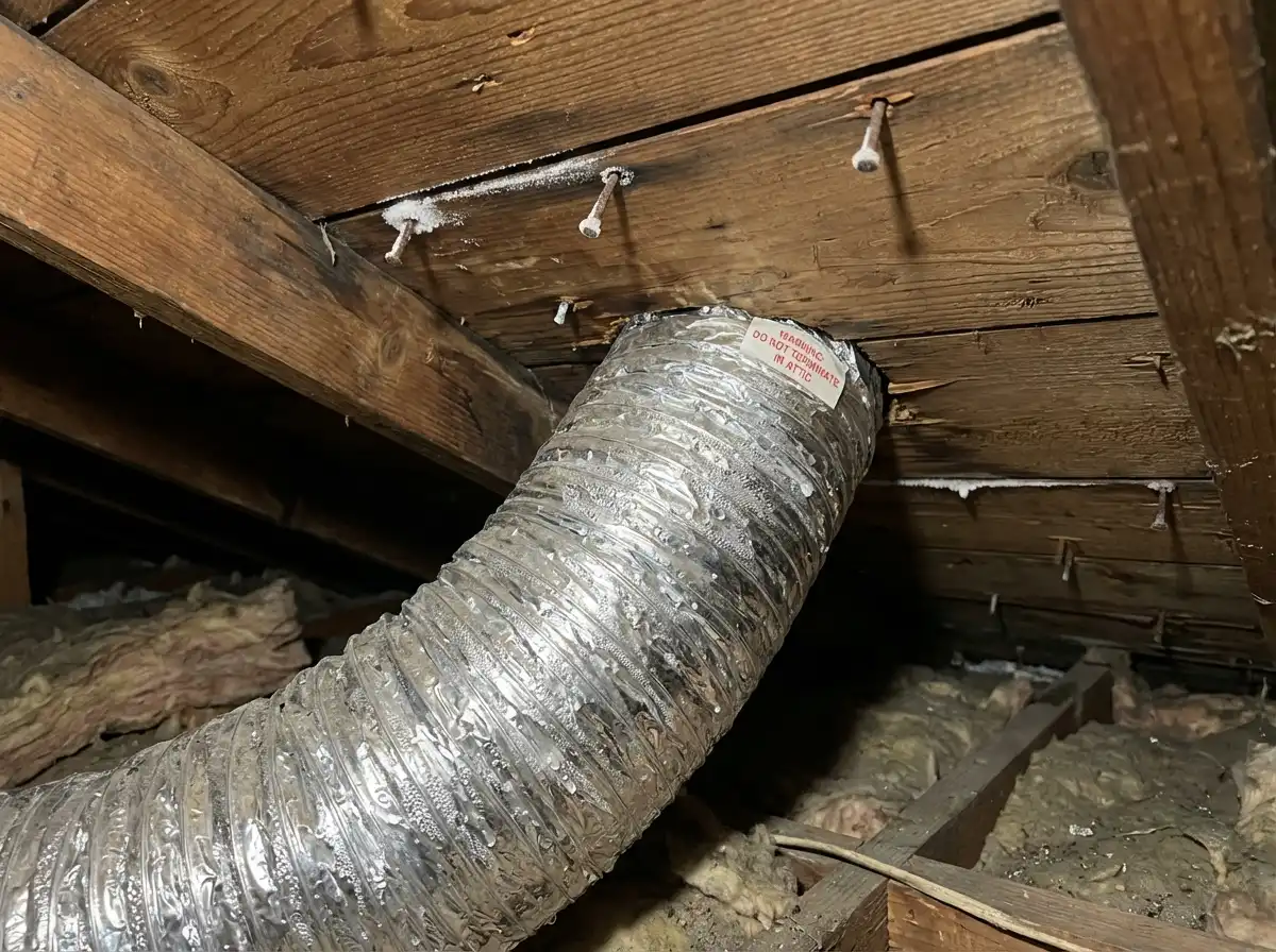 Frost Forms On Attic Nails After a Cold Snap | North Carolina